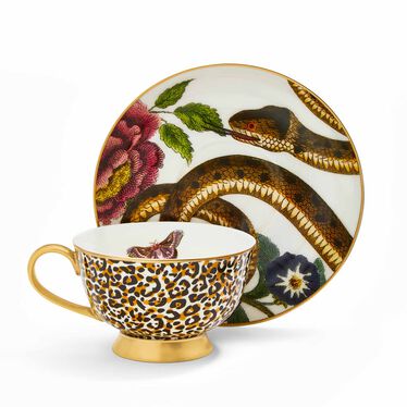 Spode Creatures of Curiosity Coupe Tea Cup & Saucer Leopard / Snake ...